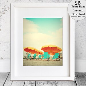 Beach Umbrella Print, Beach PRINTABLE Art, Ocean Print, Boho Dorm Decor ...