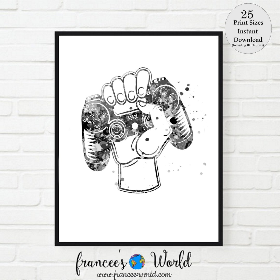 Game Controller Print Gamers Art Hand Grasping Game Controller Gamer ...