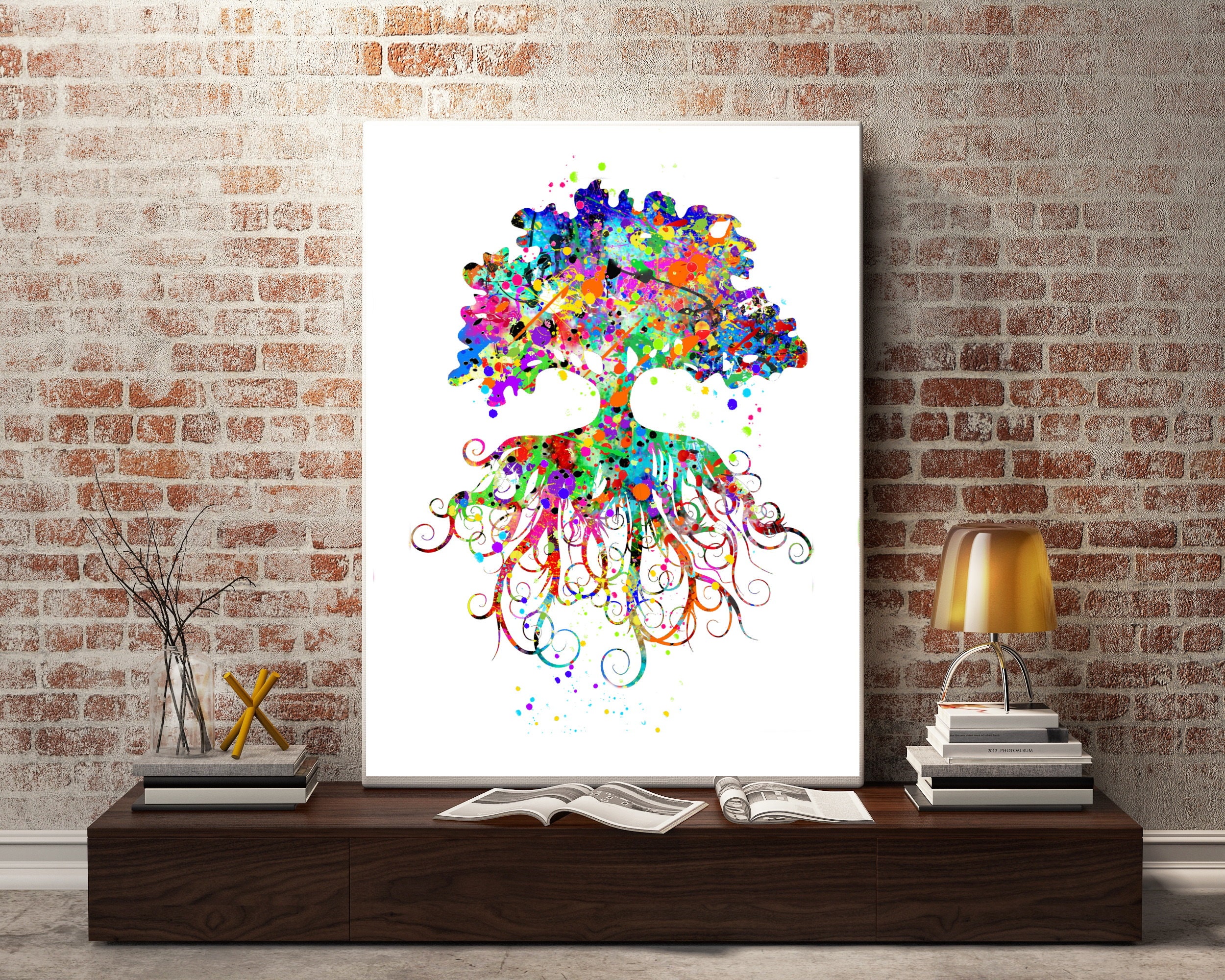 Tree Print Watercolor Art PRINTABLE Tree Decor Colorful Tree - Etsy