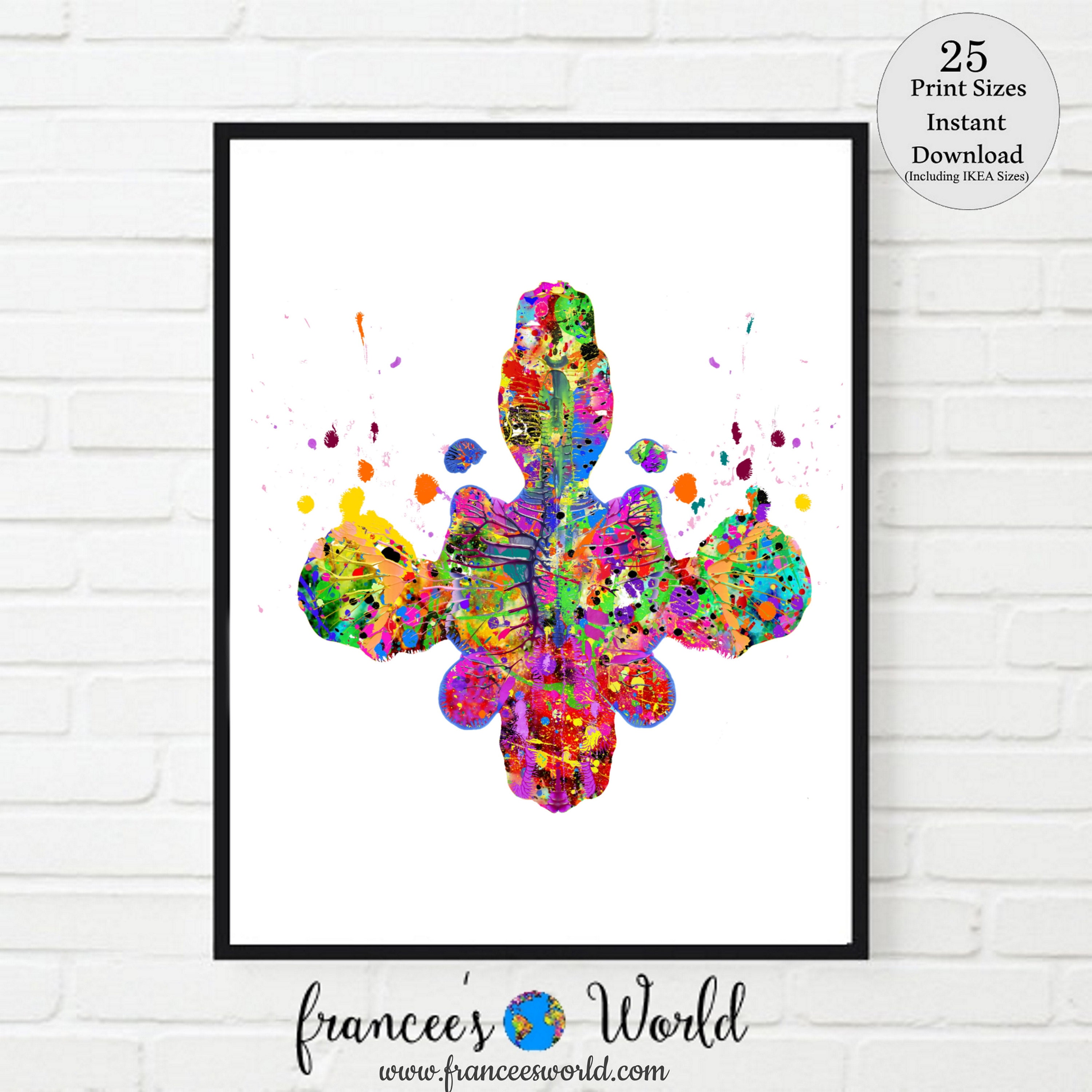 Rorschach Print Watercolor PRINTABLE Colorful Wall Art Doctor - Etsy
