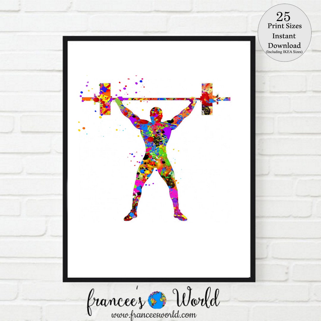 Weightlifting Print, Printable Weightlifter Print Man Exercise Weights ...