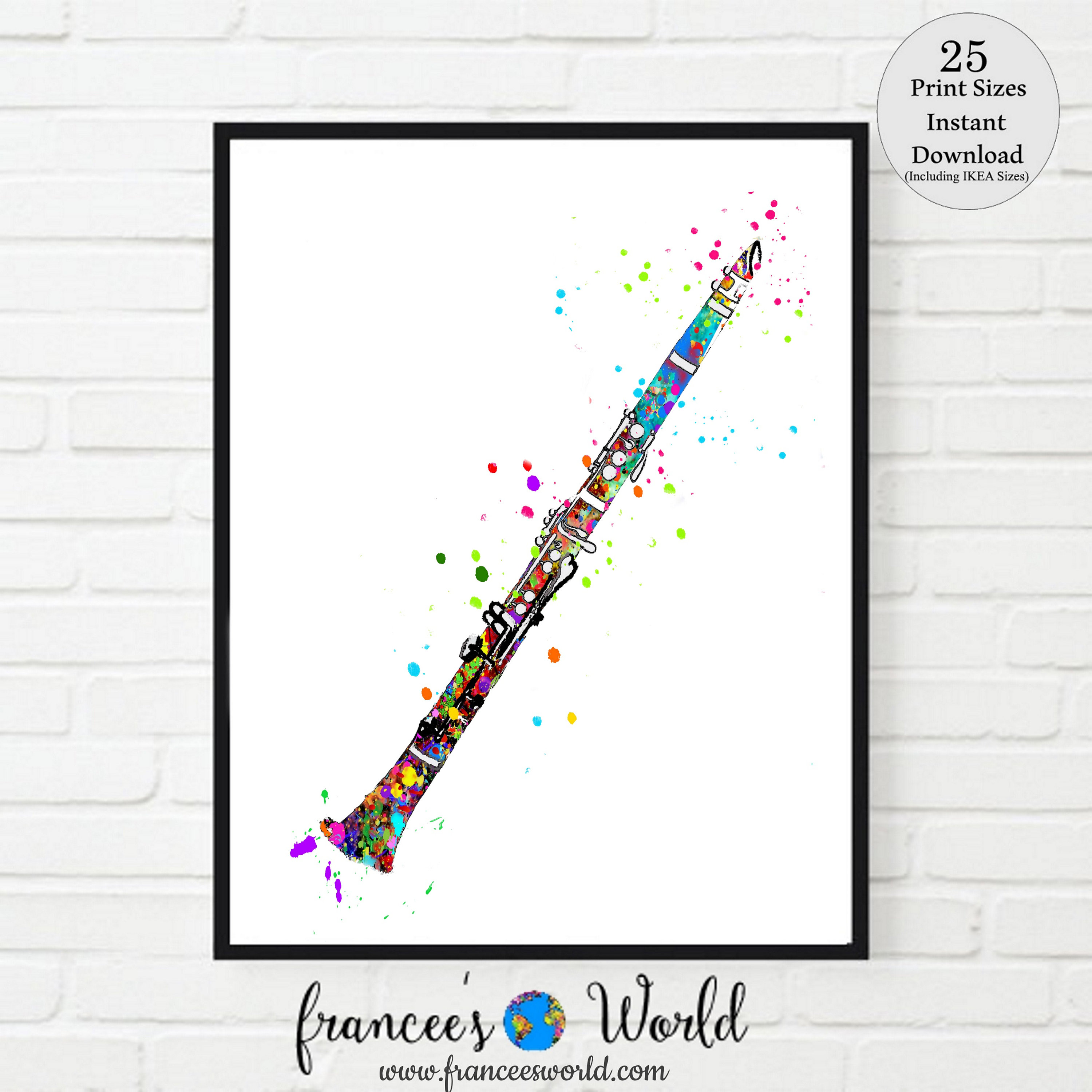 Clarinet Print Clarinet Poster Music Art Clarinet | Etsy