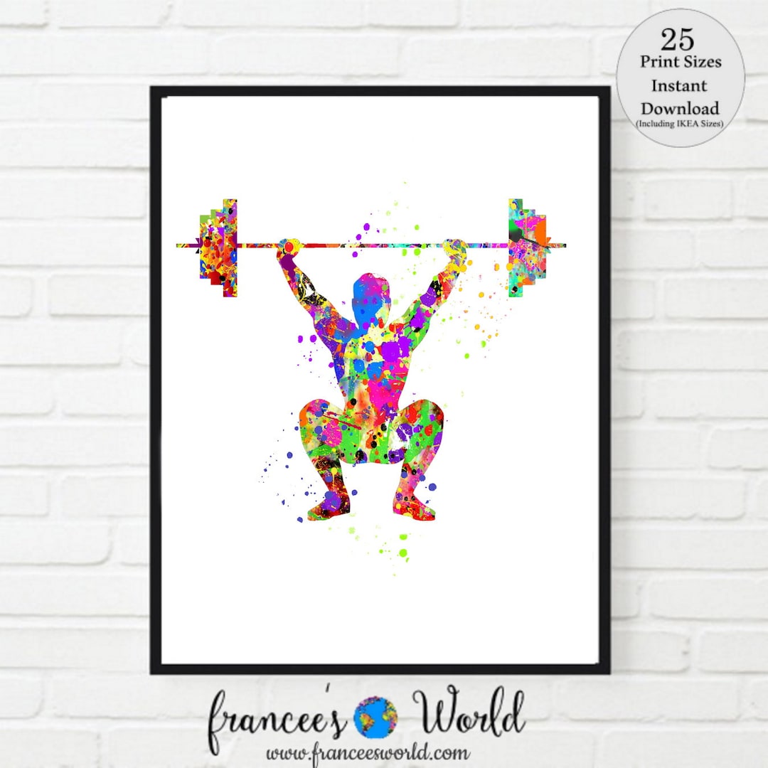 Weightlifting Print, Printable Weightlifter Print Man Exercise Weights ...