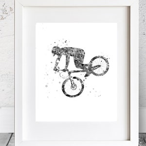 Trial Cyclist Print Trial Bike Printable, Black and White Set of 3 ...