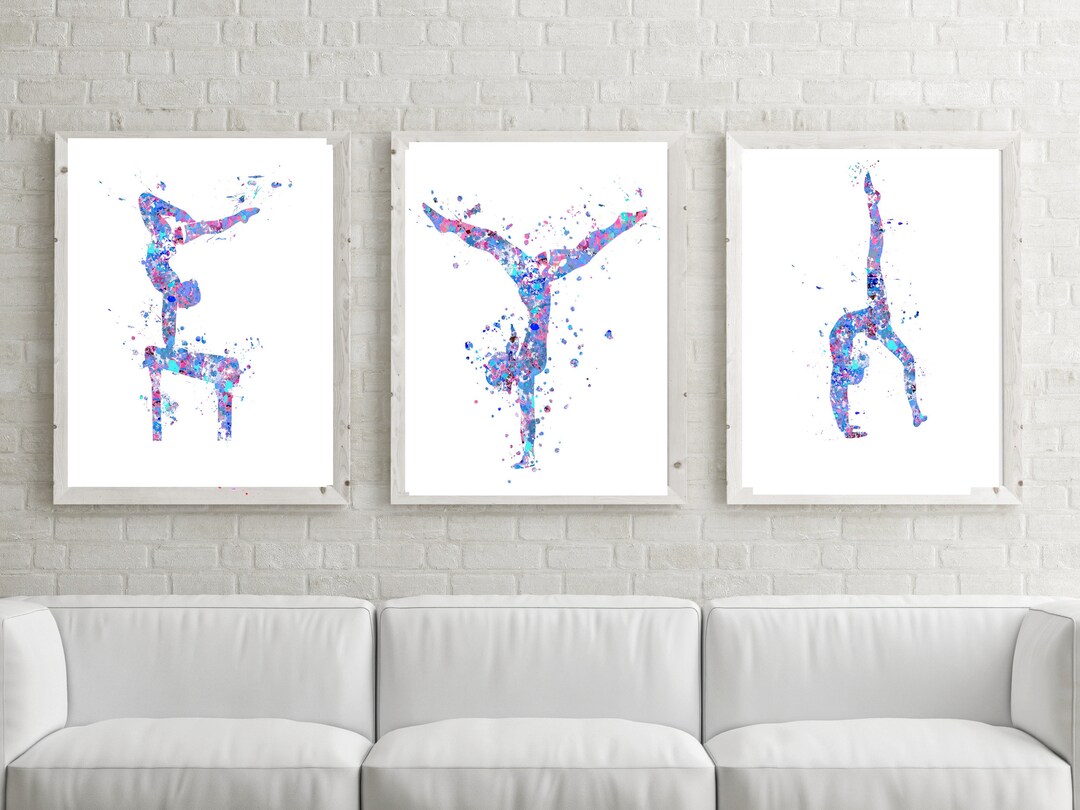 Gymnastics Gift , Pink and Blue Gymnastics, Dorm Art, Gymnastic ...