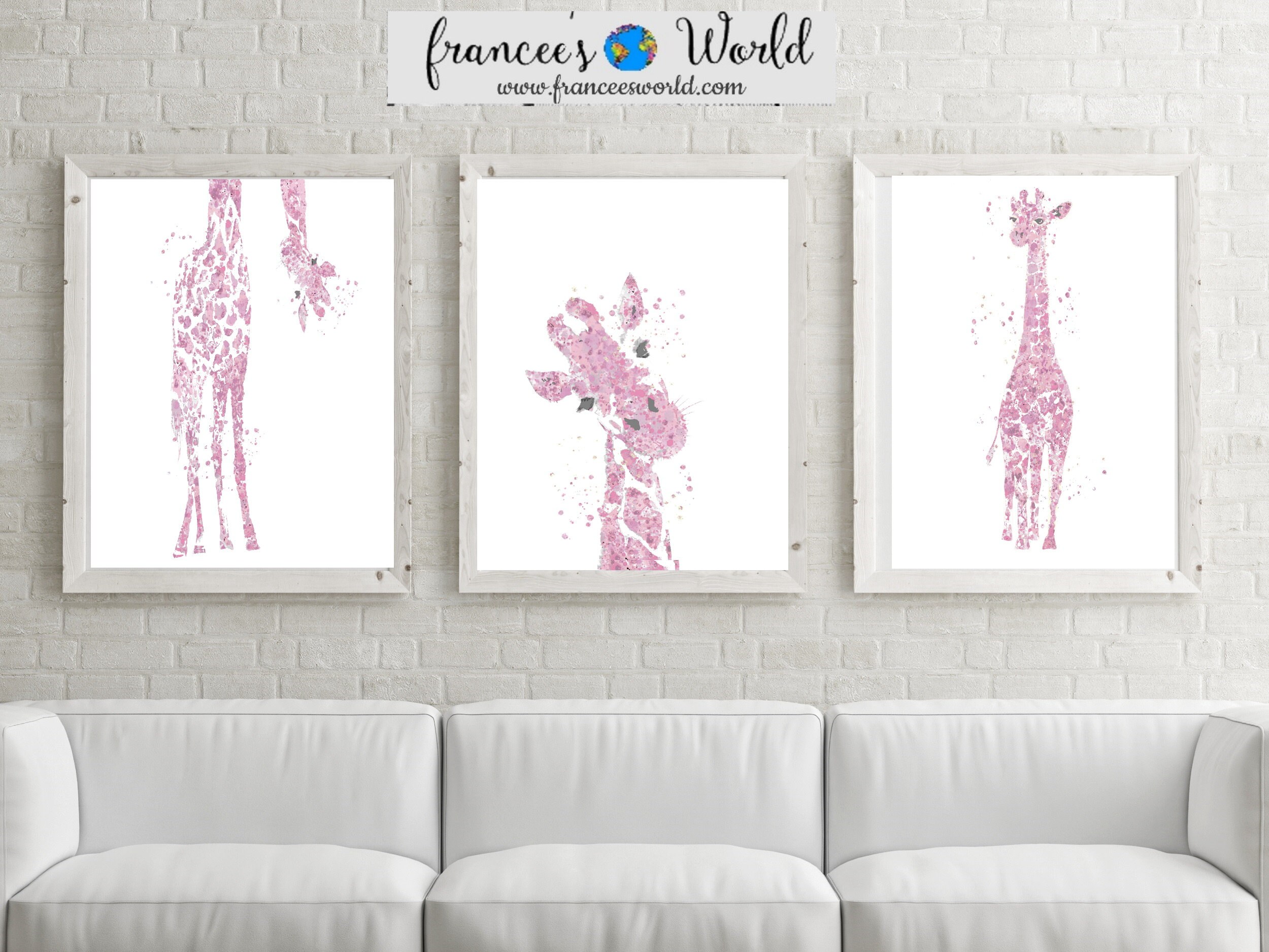 Giraffe Pink PRINTABLE Giraffe Art Watercolor Print Safari | Etsy