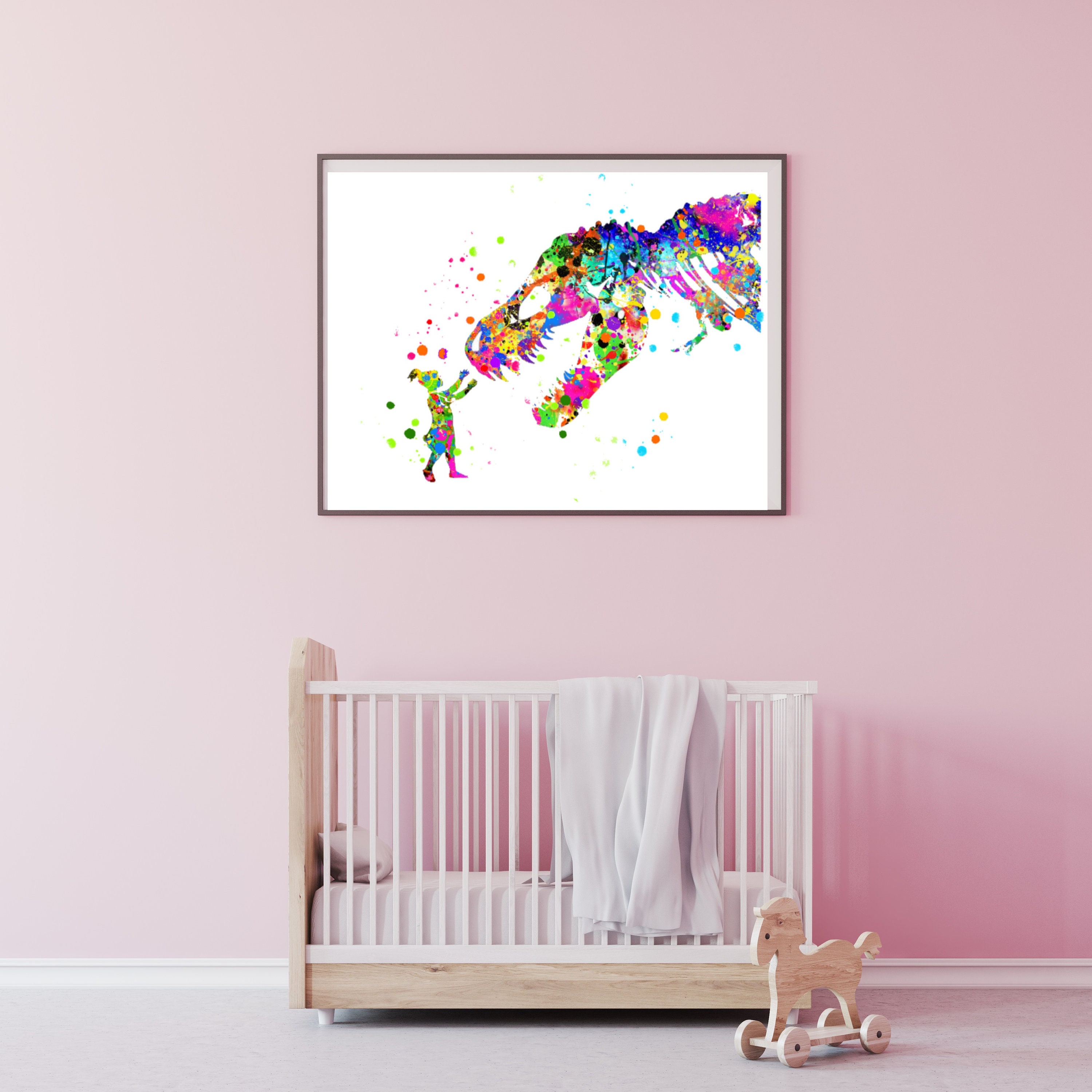 Tyrannosaurus Rex T-rex and Little Girl Print Girl and - Etsy