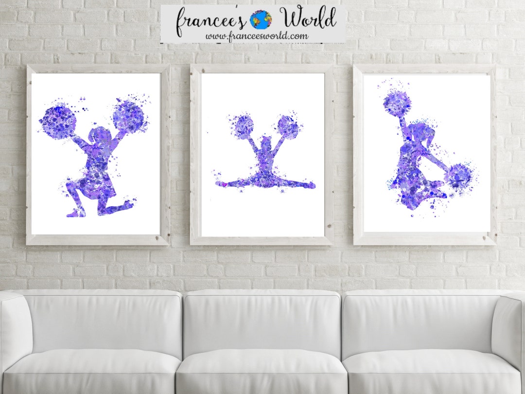 Cheerleader Print, Purple, Cheerleader Printable Set of 3 Cheerleader ...