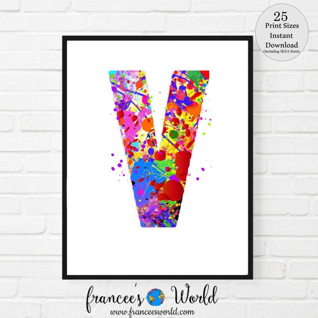 Letter V Wall Decor, Letter V Print, Letter V Art, PRINTABLE, Letter V ...