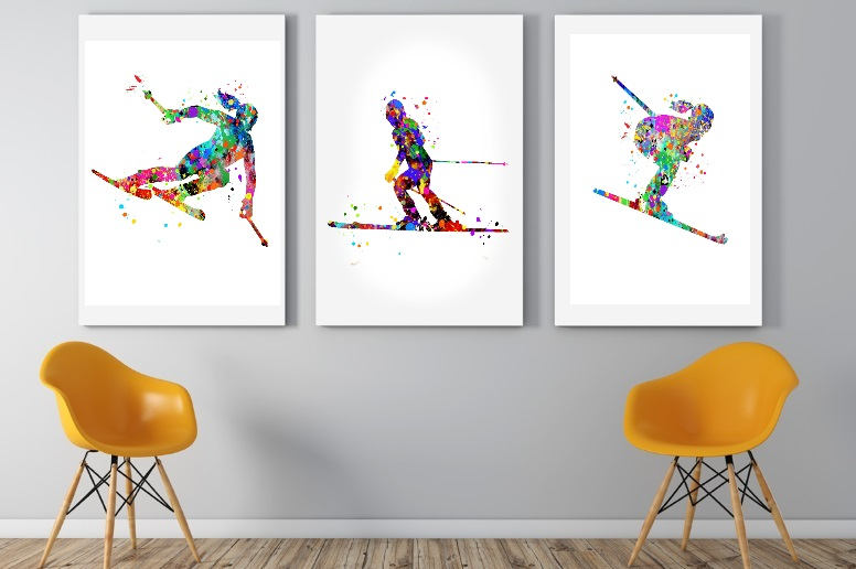 Ski PRINTABLE Watercolor Alpine Skier Ski Printablesport - Etsy