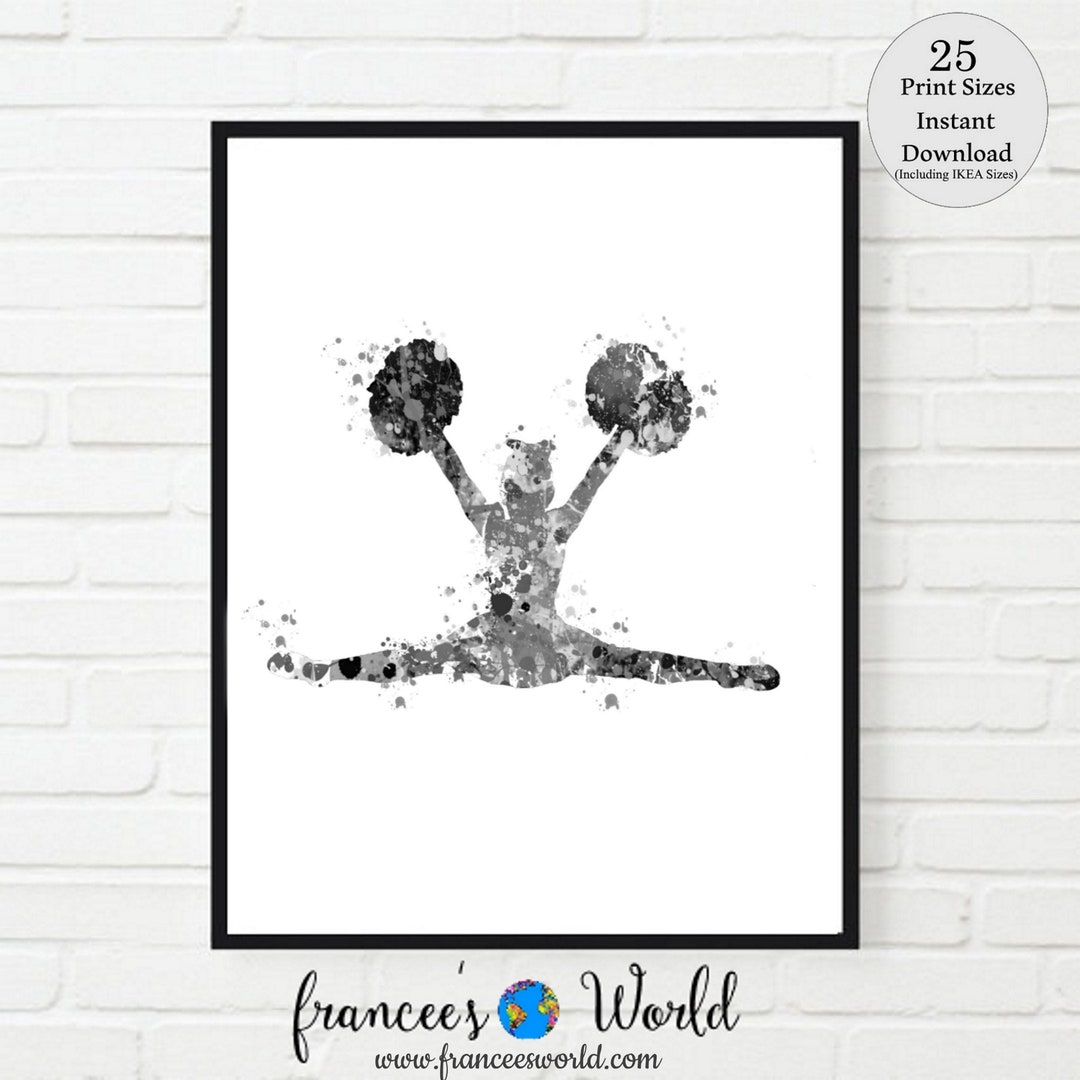 Cheerleader Printable ,black and White Cheerleader Print, Cheerleader ...