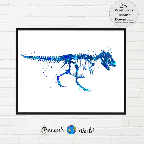 Blue Trex Print Tyrannosaurus Rex T-rex Print Boys Room Art | Etsy