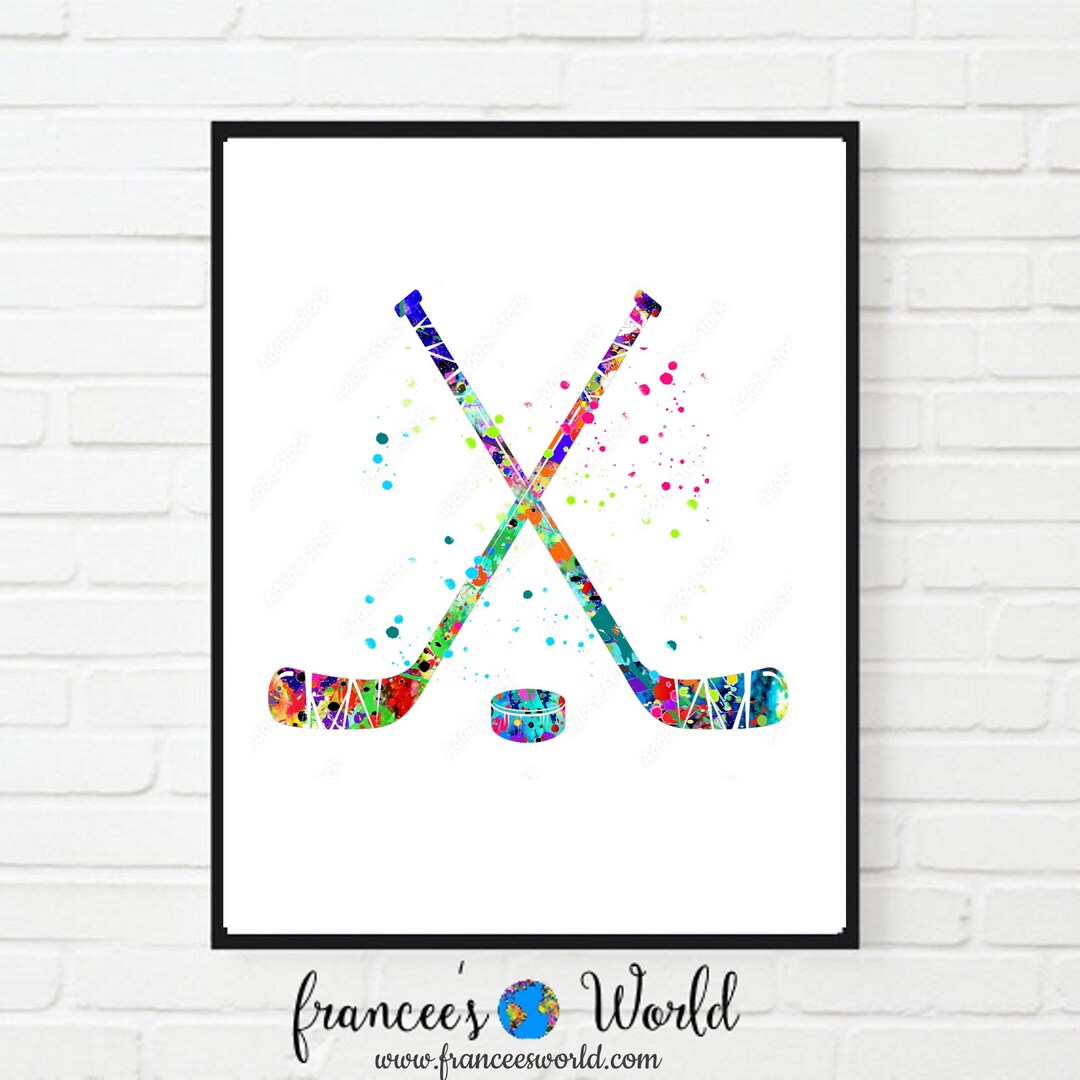 Ice Hockey Sticks PRINTABLE, Hockey Sticks Watercolor, Ice Hockey Art ...