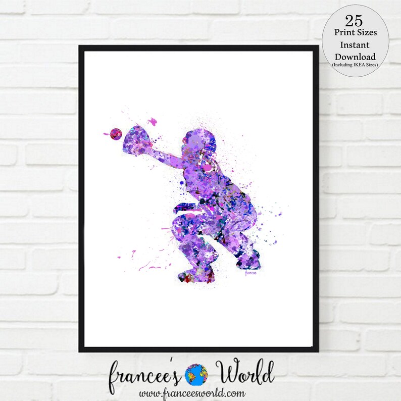 Softball Catcher PRINTABLE Purple Decorgirl Softball - Etsy