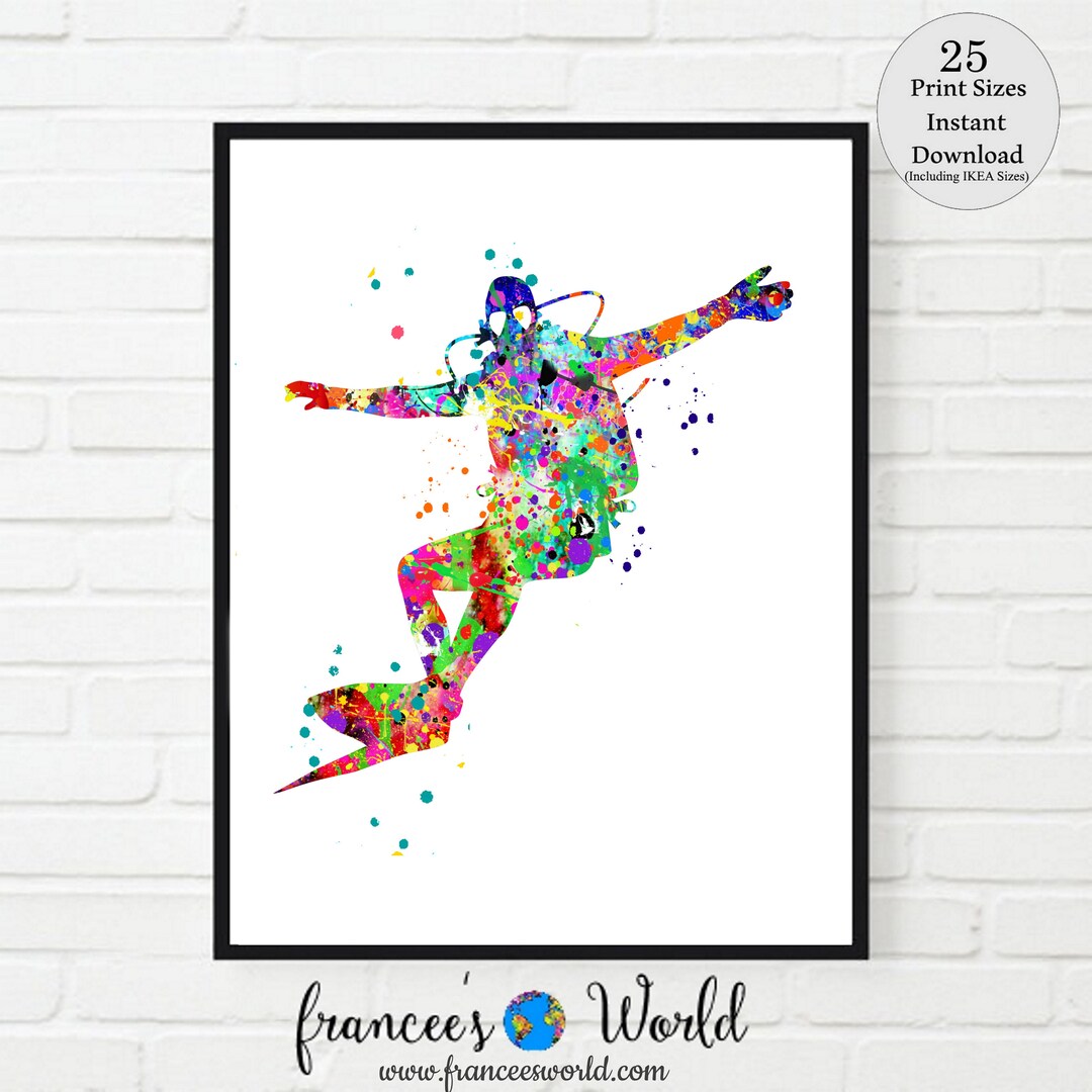 Scuba Diver Print Scuba Art Underwater Diver Scuba Tanks Scuba Decor ...