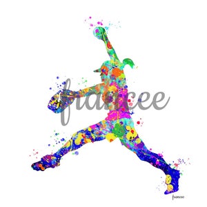 Softball Prints,girl Softball Watercolor Art, Softball Art, Softball ...
