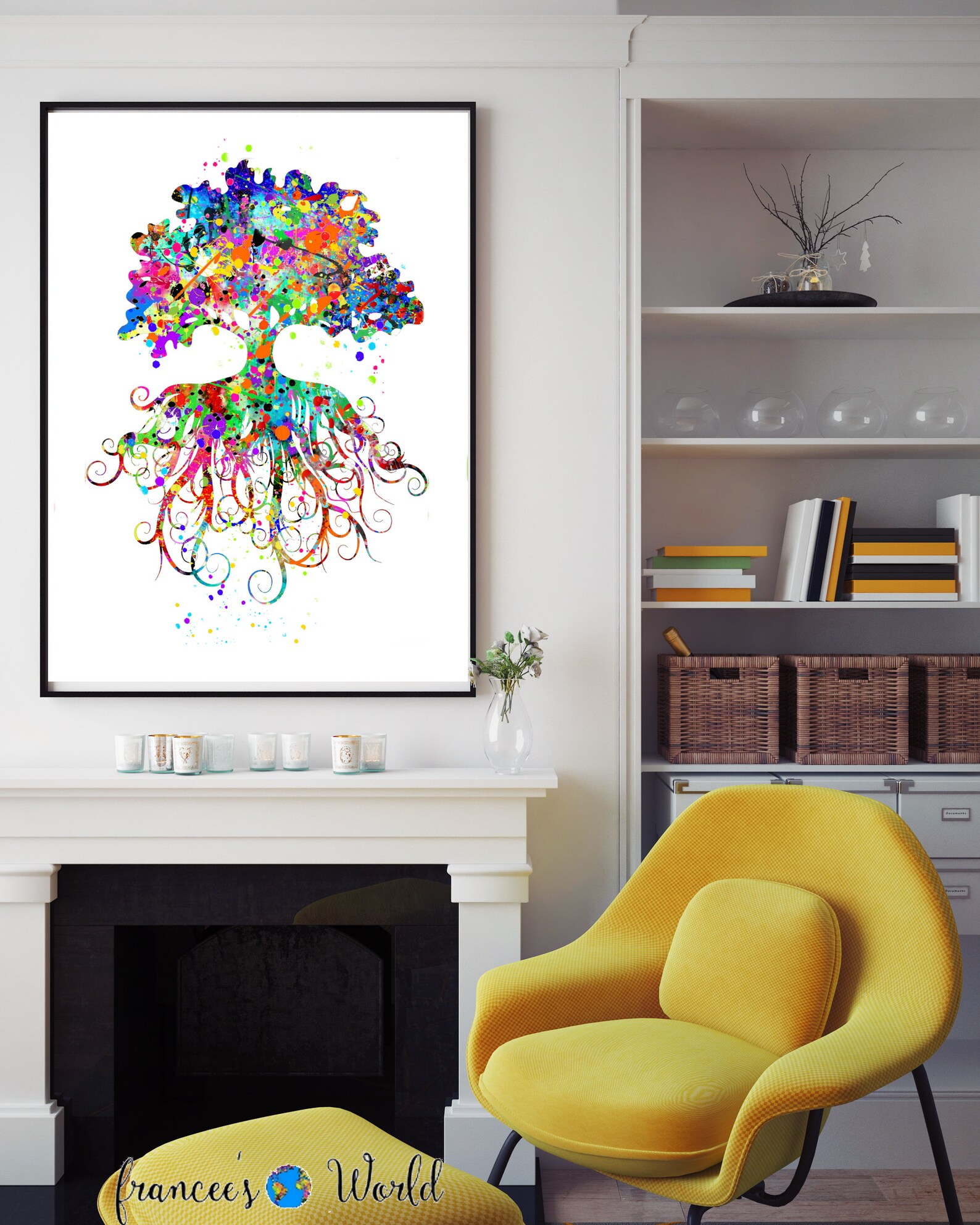Tree Print Watercolor Art PRINTABLE Tree Decor Colorful Tree - Etsy
