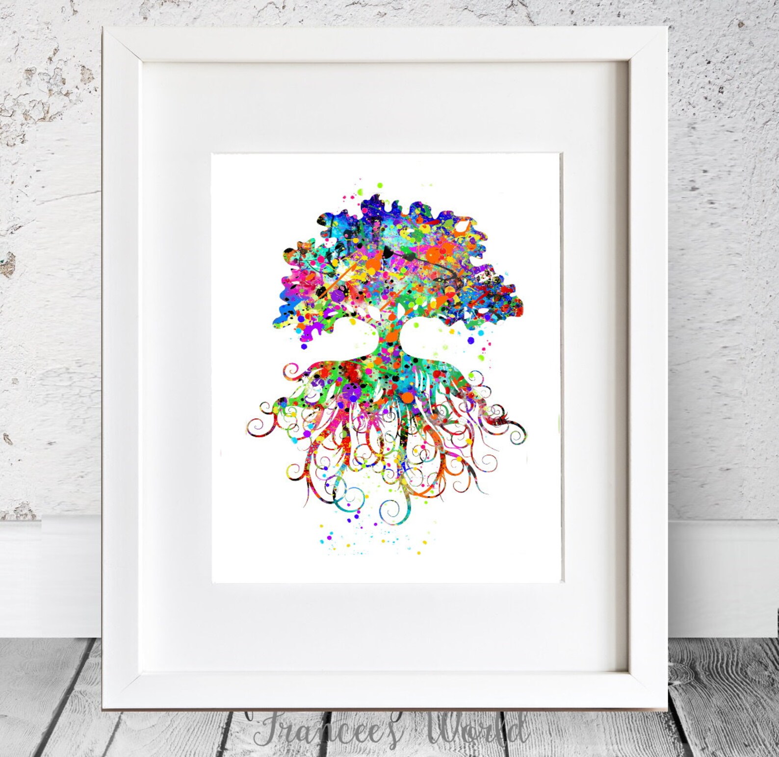 Tree Print Watercolor Art PRINTABLE Tree Decor Colorful Tree - Etsy