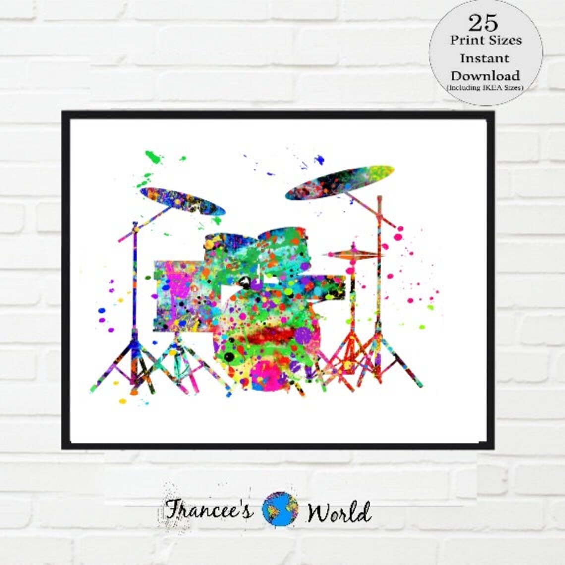 Drums Print Drum Set Art Music Room Decor Musical Art Drums | Etsy