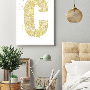 Letter C Wall Decor Letter C Print Yellow PRINTABLE Letter - Etsy