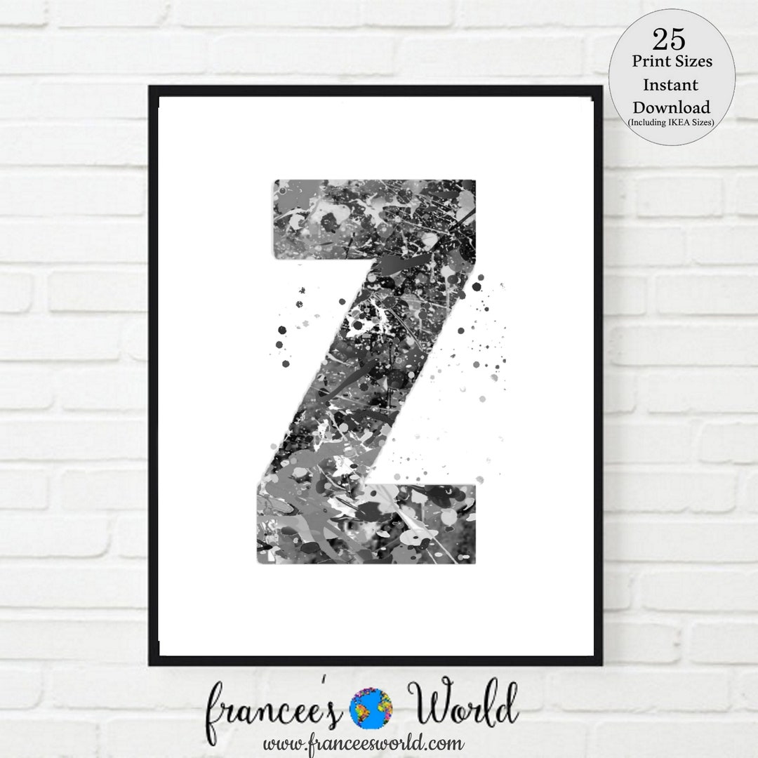 Letter Z Dorm Decor, Letter Z Print, Letter Z Art, PRINTABLE, Black ...