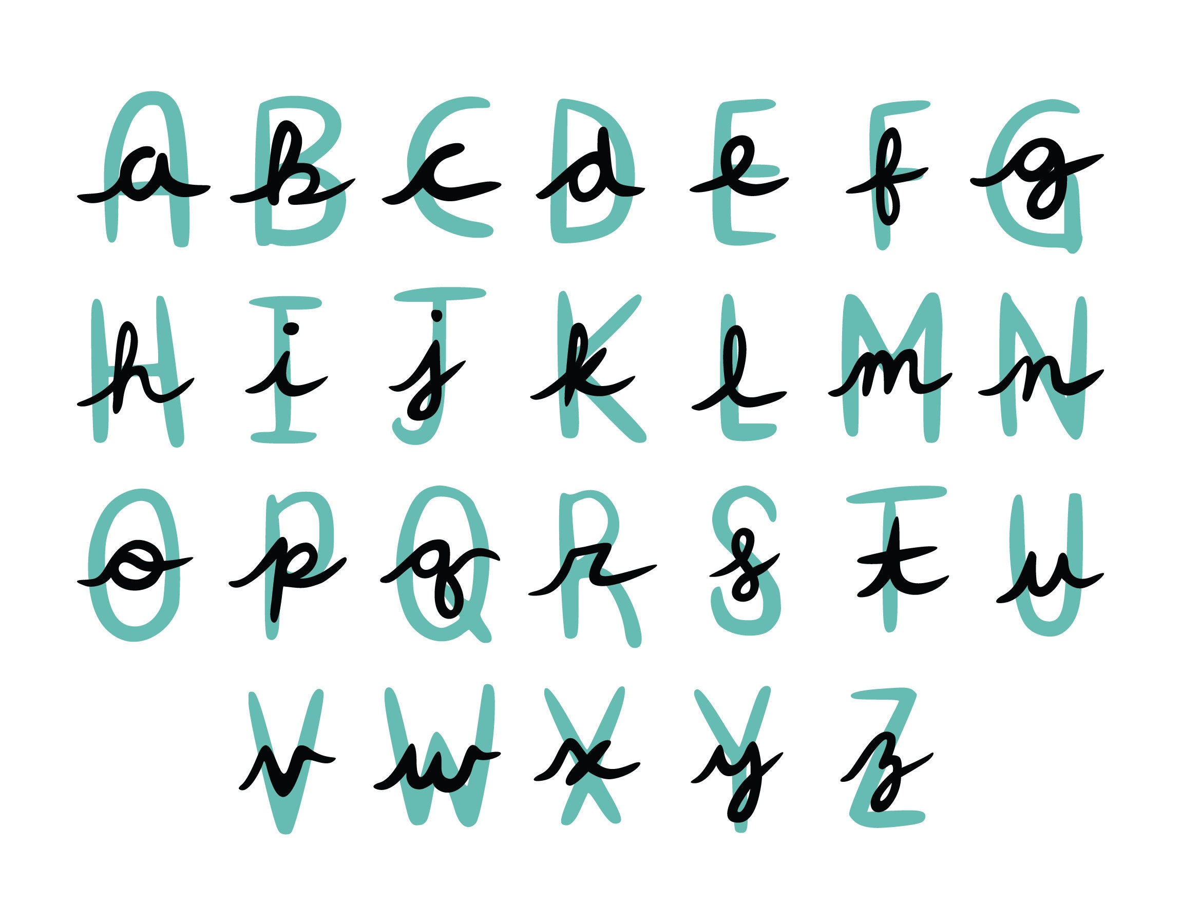 Layered Cursive Letter Digital Stickers in 13 Colors Individual Pngs ...