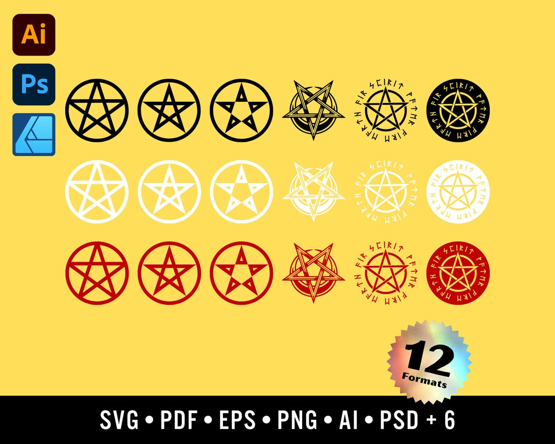 Pentagram/pentacle Vector Graphic | 12 Formats Inc. SVG | Cut, Print ...