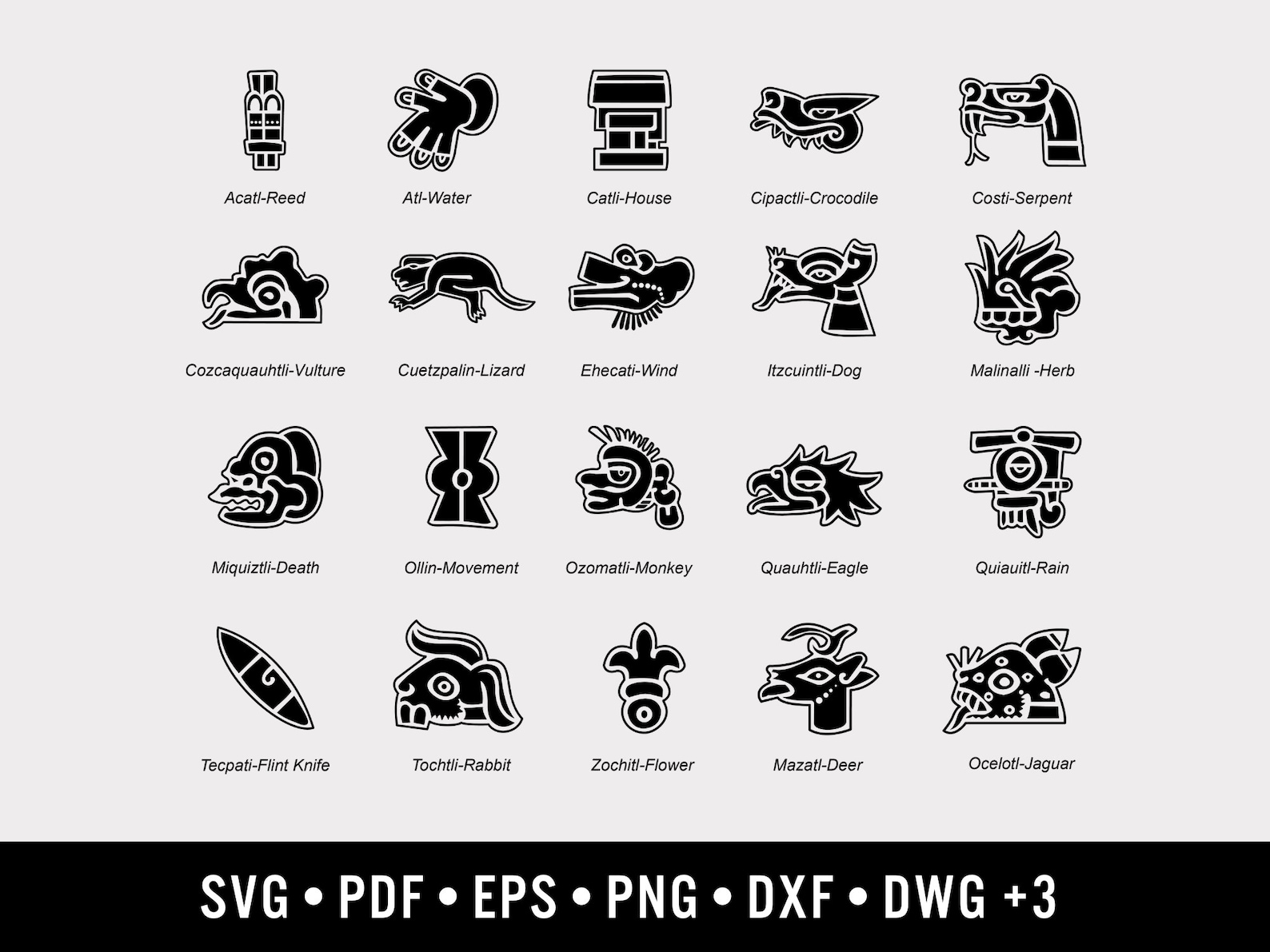 Premium Aztec Glyphs Bundle | Includes 9 File Formats | for Design ...