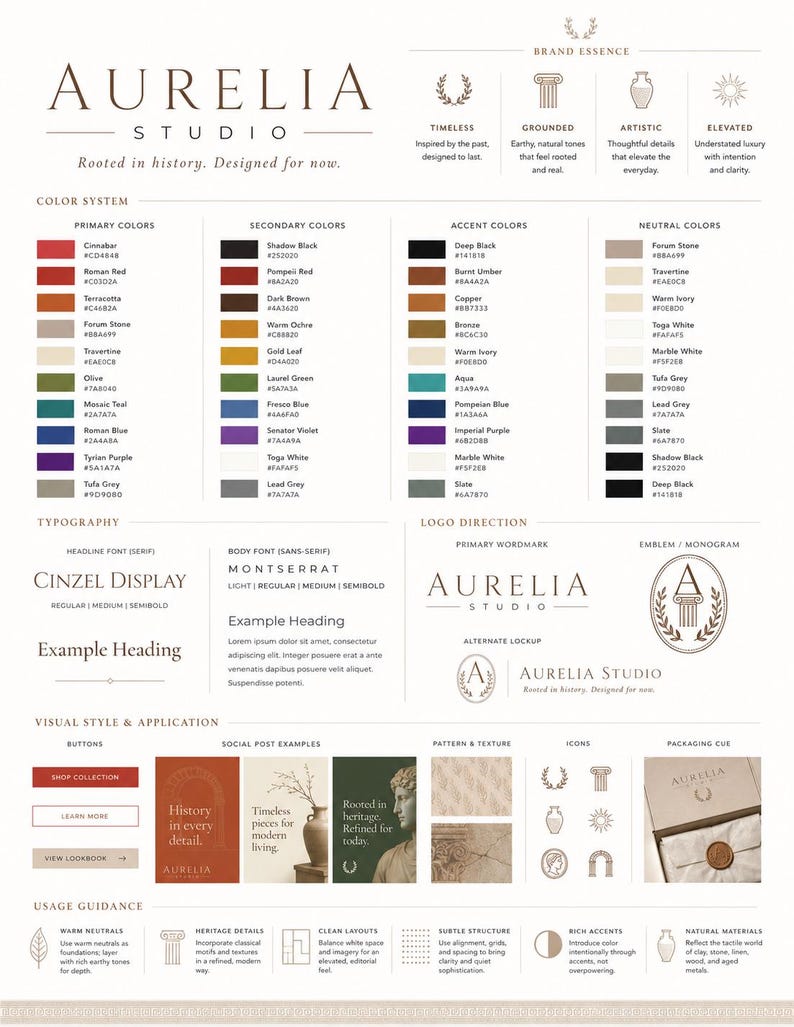 Ancient Rome Color Palette | 30 Colors | HEX RGB CMYK | Procreate ...