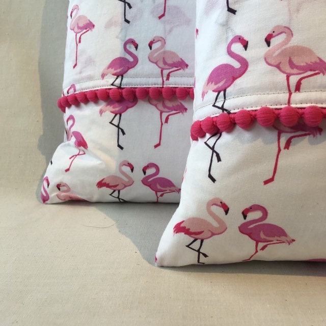 Flamingo Pompom Cushion - Etsy