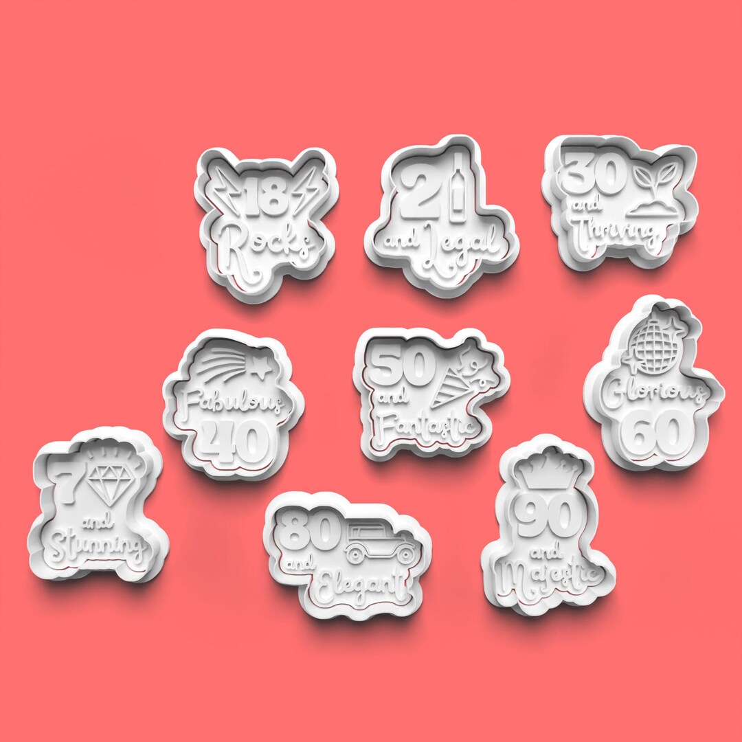 Cookie Cutter and Fondant Stamp Birthday Milestone 18th, 21st, 30th ...