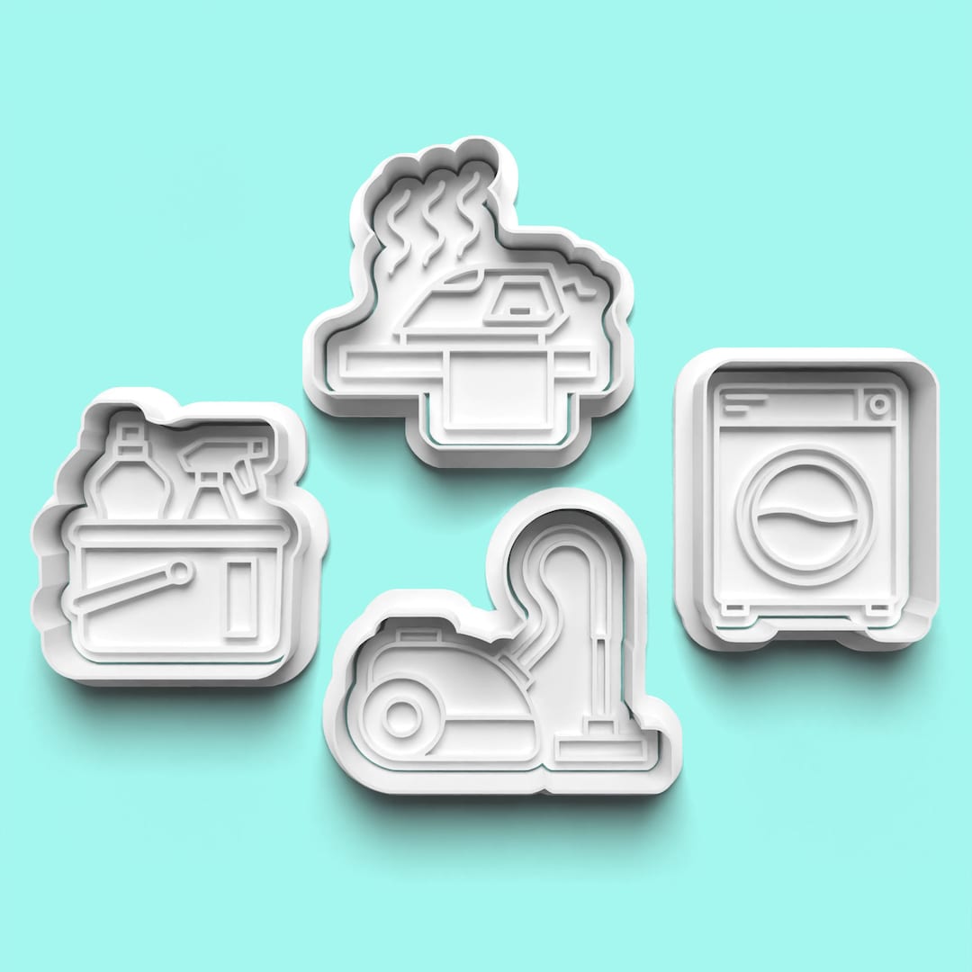 Cookie Cutter and Fondant Stamp Household Cleaning Washing Ironing ...