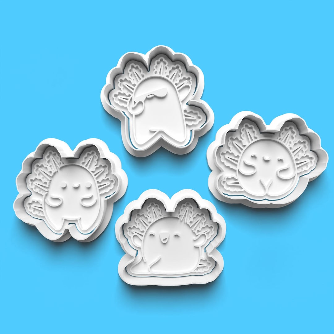 Axolotl Cookie Cutter and Fondant Stamp Set – Party Celebration ...