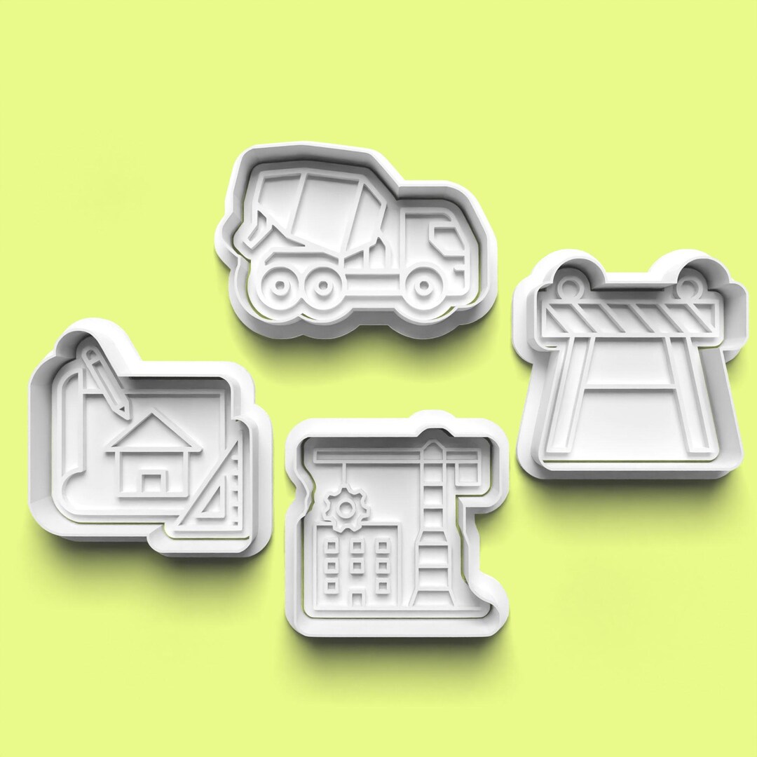 Construction Cookie Cutter Set: Building Theme Party, Handmade 3D Stamp ...