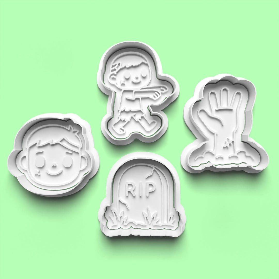 Halloween Cookie Cutter Set: Zombie, Gravestone, RIP - 3D Printed - Etsy