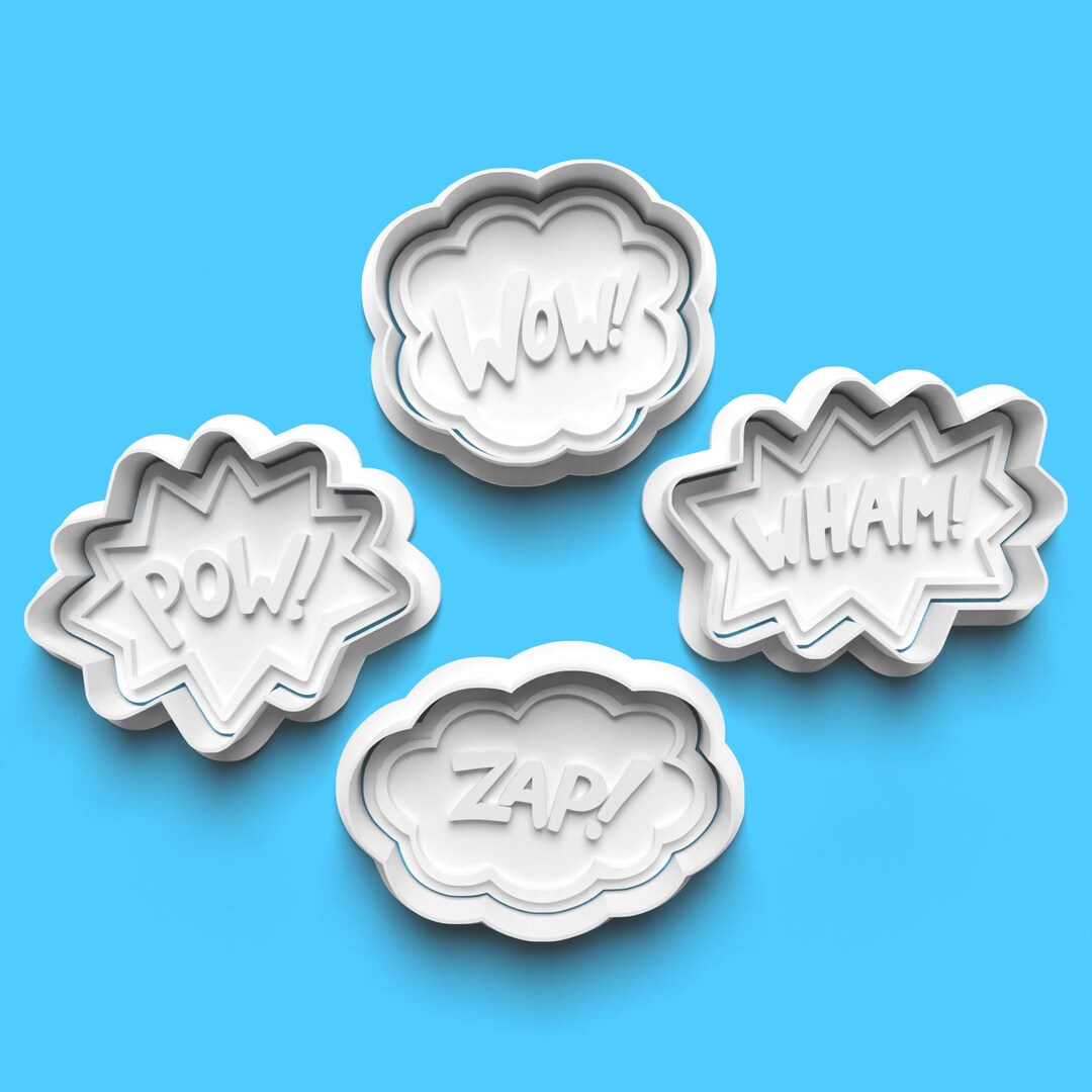 Comic Book Pow Zap Cookie Cutter & Fondant Stamp Set – Fun Party ...