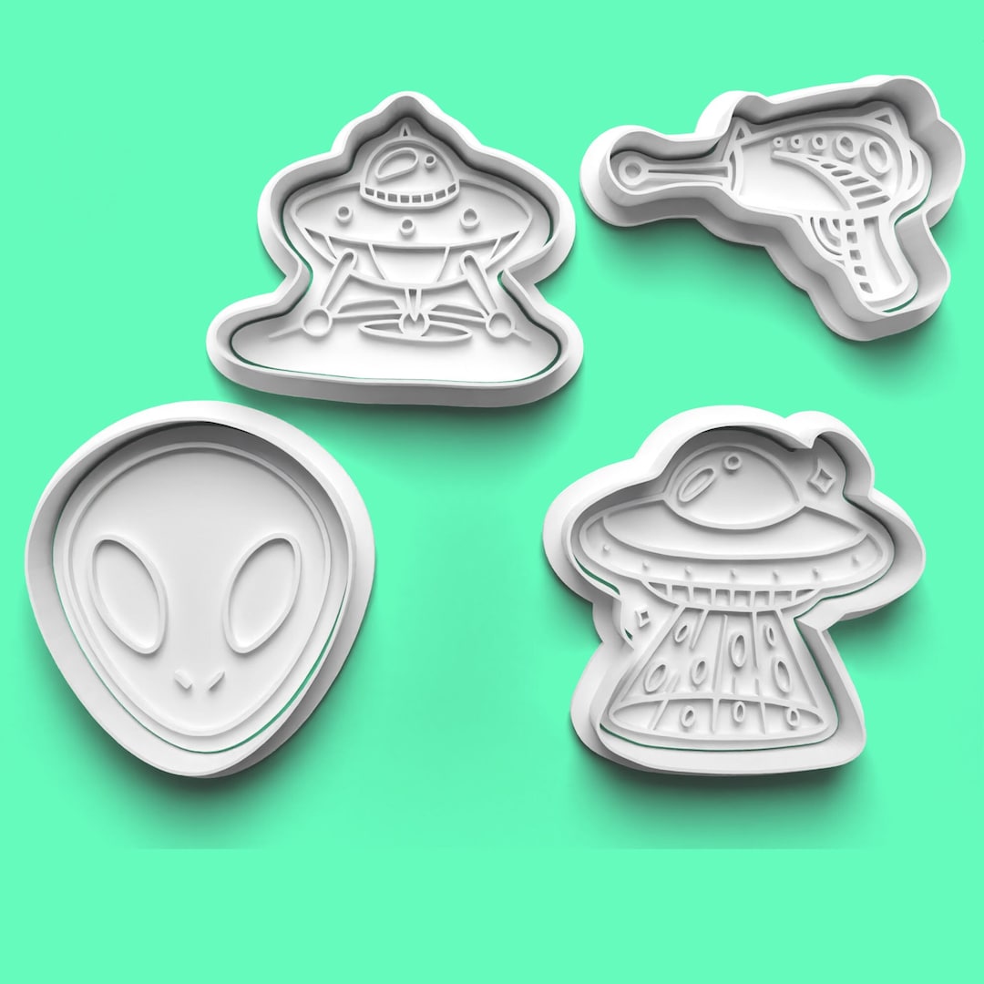 Alien Cookie Cutter & Stamp Set: Outer Space Fondant Stamp, Party ...