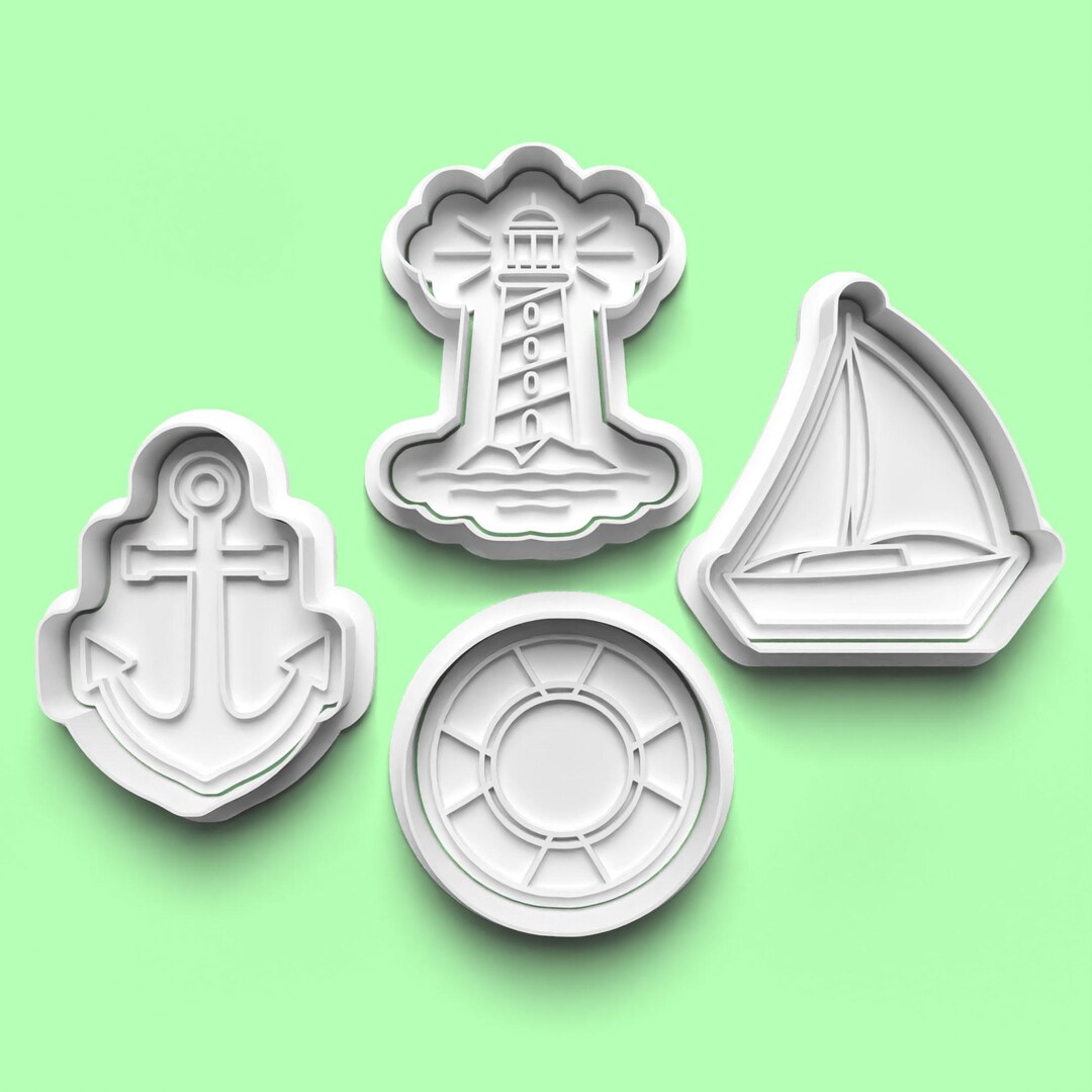 Lighthouse Sailing Cookie Cutter & Fondant Stamp Set – Nautical Baking ...
