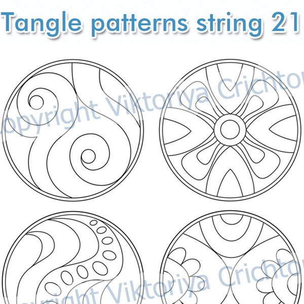 Tangle Pattern String Book V.4 6 Pages, Strings for Drawing Zentangles ...