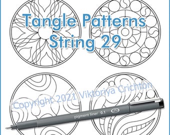 Strings for Drawing Zentangles_23. Zentangle Circle Starter | Etsy