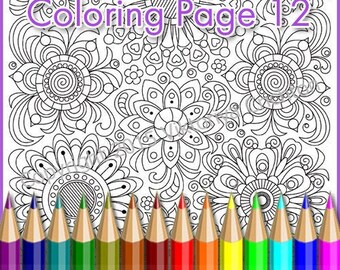 Coloring Page 38 Zentangle Flowers for Adults Doodle | Etsy
