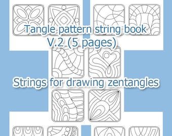 Tangle Pattern String Book V.1 10 Pages, Strings for Drawing Zentangles, Digital PDF and JPEG ...