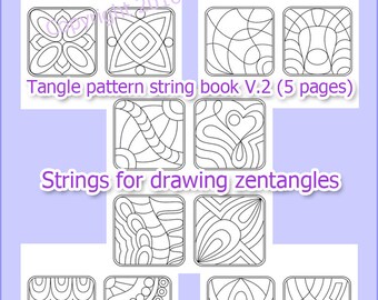 Tangle Pattern String Book V.2 5 Pages Strings for Drawing - Etsy India
