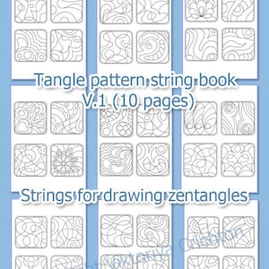 Tangle Pattern String Book V.1 (10 Pages), Strings for Drawing Zentangles, Digital PDF and JPEG ...