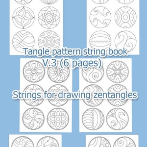 Tangle Pattern Circle String Book V.3 (6 Pages), Strings for Drawing Zentangles, Digital PDF and ...
