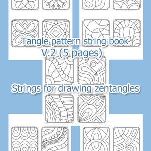 Tangle Pattern String Book V.2 (5 Pages), Strings for Drawing Zentangles, Digital PDF and JPEG ...