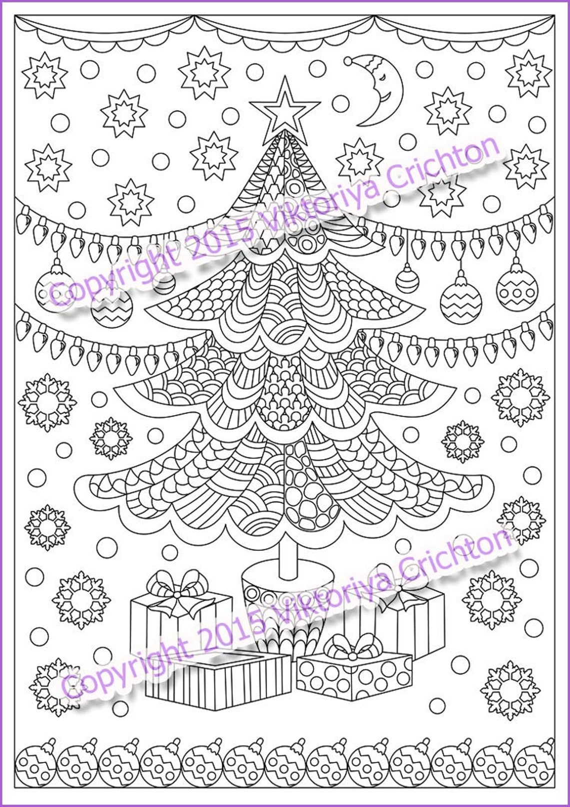 Coloring Page 33 Zentangle Winter merry Christmas | Etsy