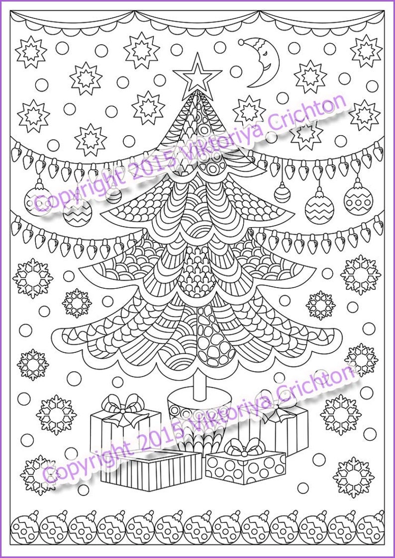 Coloring Page 33 Zentangle Winter merry Christmas | Etsy