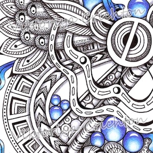 Winter Zenart 2_ Abstract Modern Drawing in Zentangle (zendoodle) Style ...