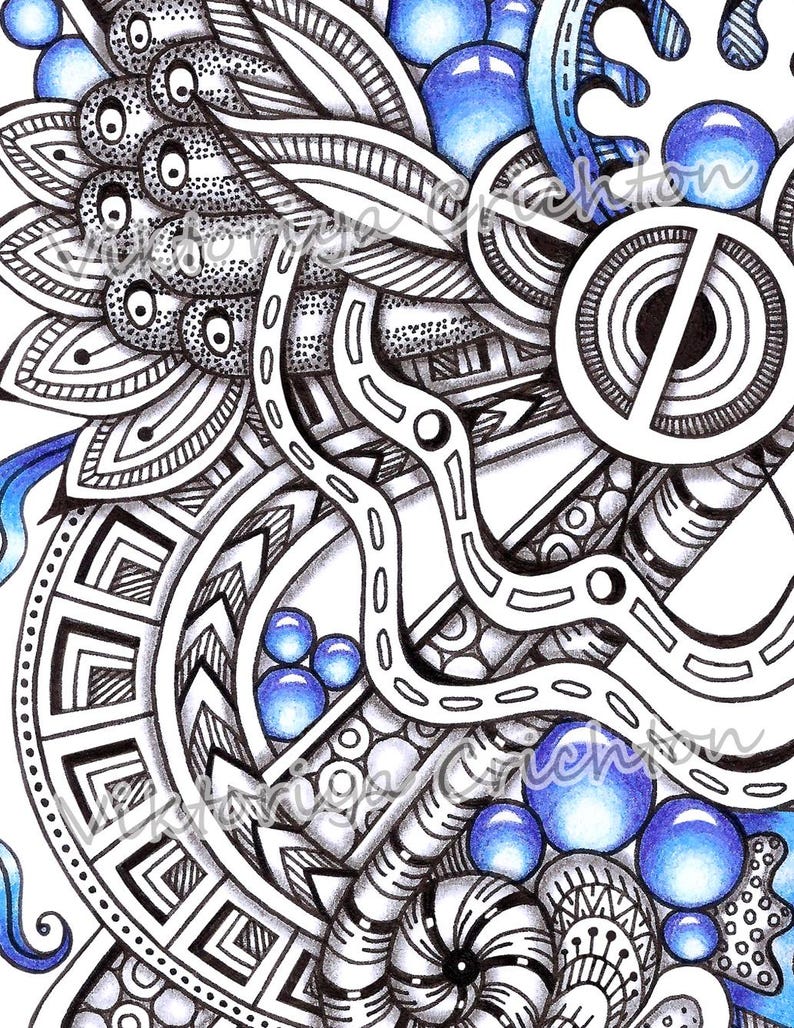 Winter Zenart 2_ Abstract Modern Drawing in Zentangle (zendoodle) Style ...